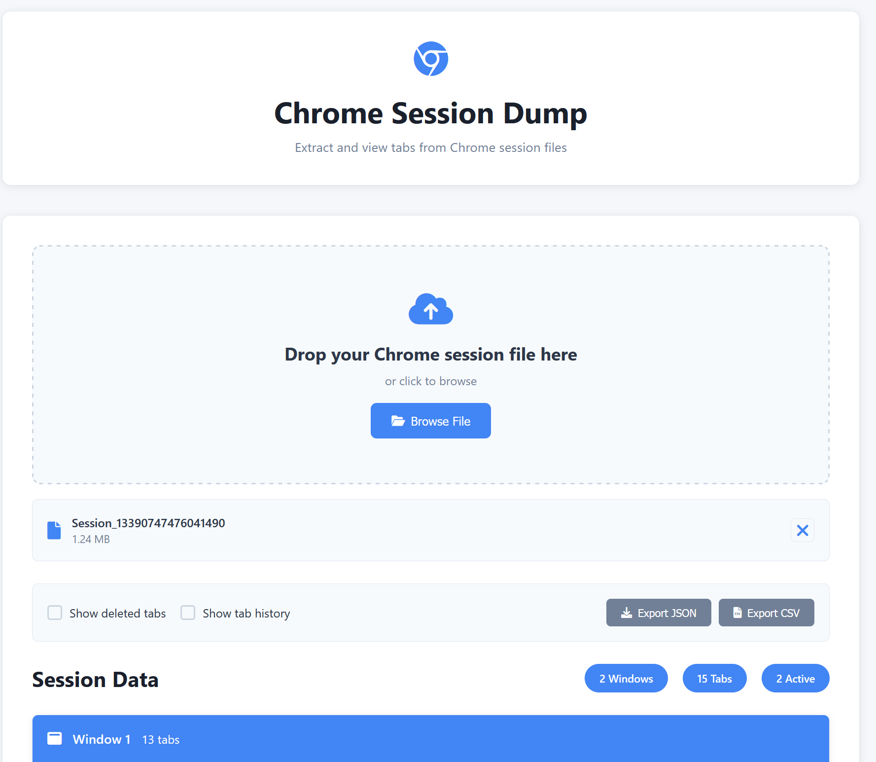 Chrome Session Viewer - Extract and View Chrome Tabs